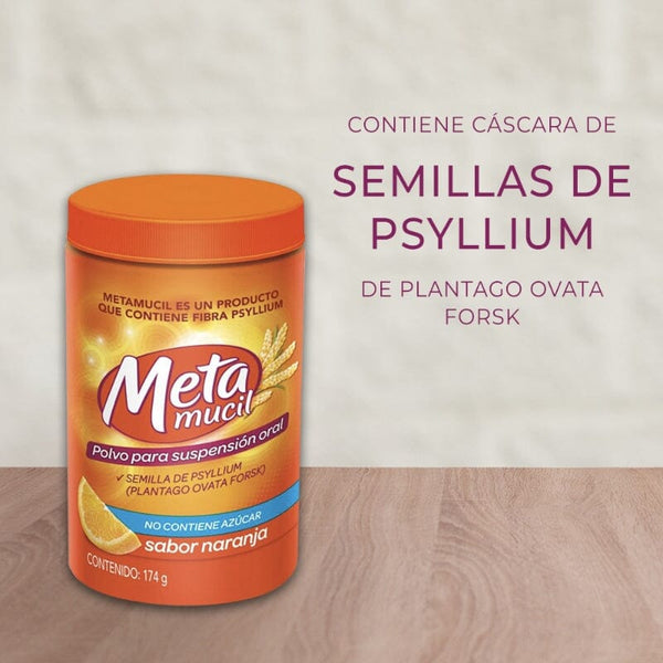 Metamucil Sabor Naranja Fibra Natural Soluble 174 g