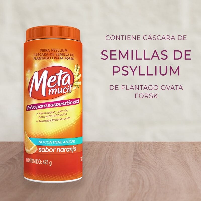 Fibra Natural Metamucil Soluble Sabor Naranja 425 g