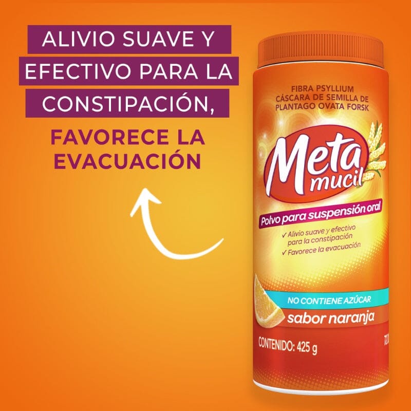 Fibra Natural Metamucil Soluble Sabor Naranja 425 g